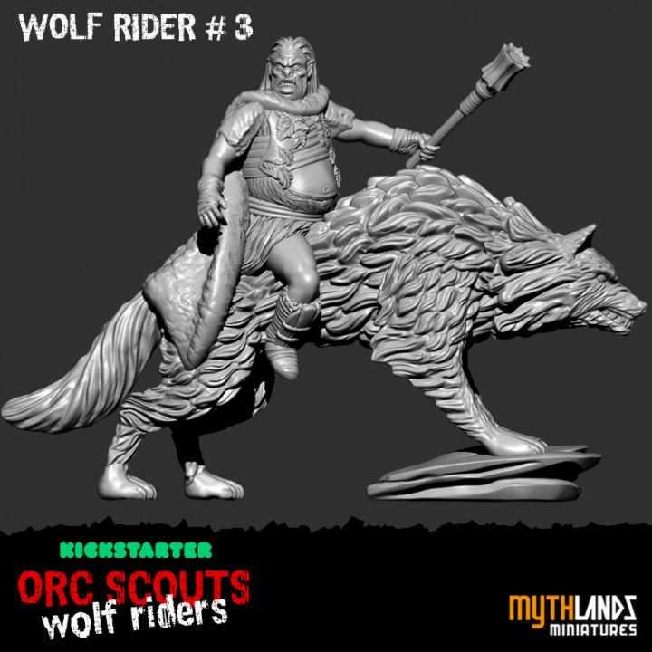 3D Printable Wolf Rider 3 by Mythlands Miniatures