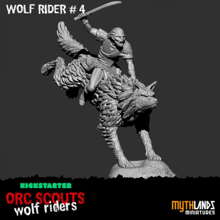3D Printable Wolf Rider 4 by Mythlands Miniatures