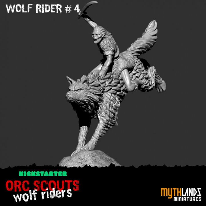 3D Printable Wolf Rider 4 by Mythlands Miniatures