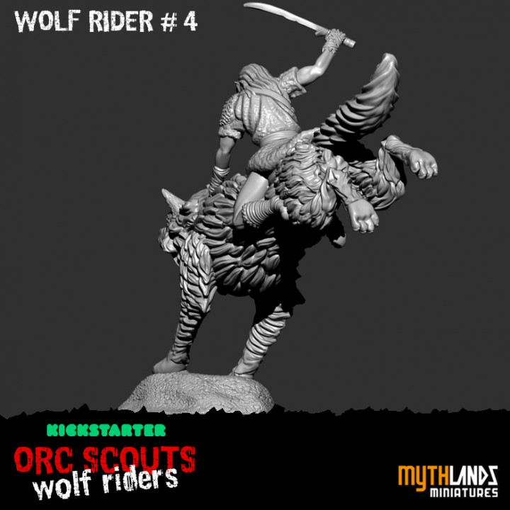 3D Printable Wolf Rider 4 by Mythlands Miniatures