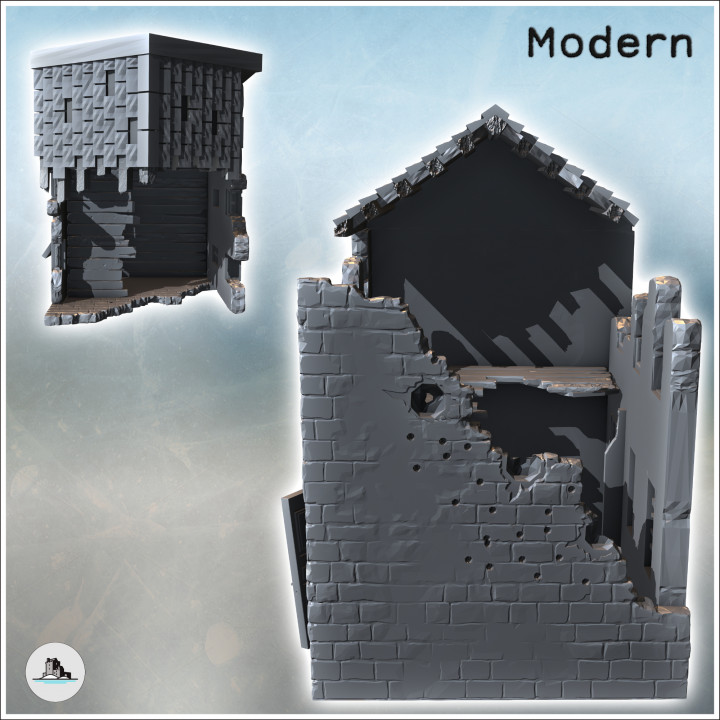 Download Modern ruined house with damaged door and upper floor (8 ...