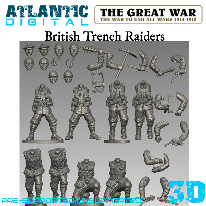3D Printable British Trench Raiders by Wargames Atlantic