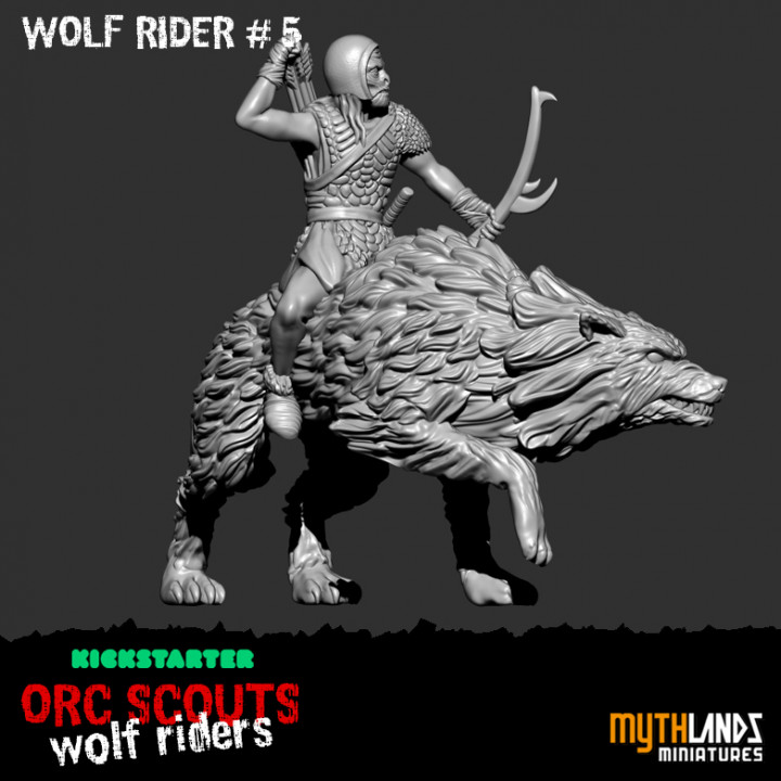 3D Printable Wolf Rider 5 by Mythlands Miniatures