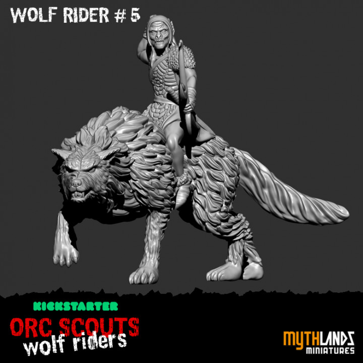 3D Printable Wolf Rider 5 by Mythlands Miniatures