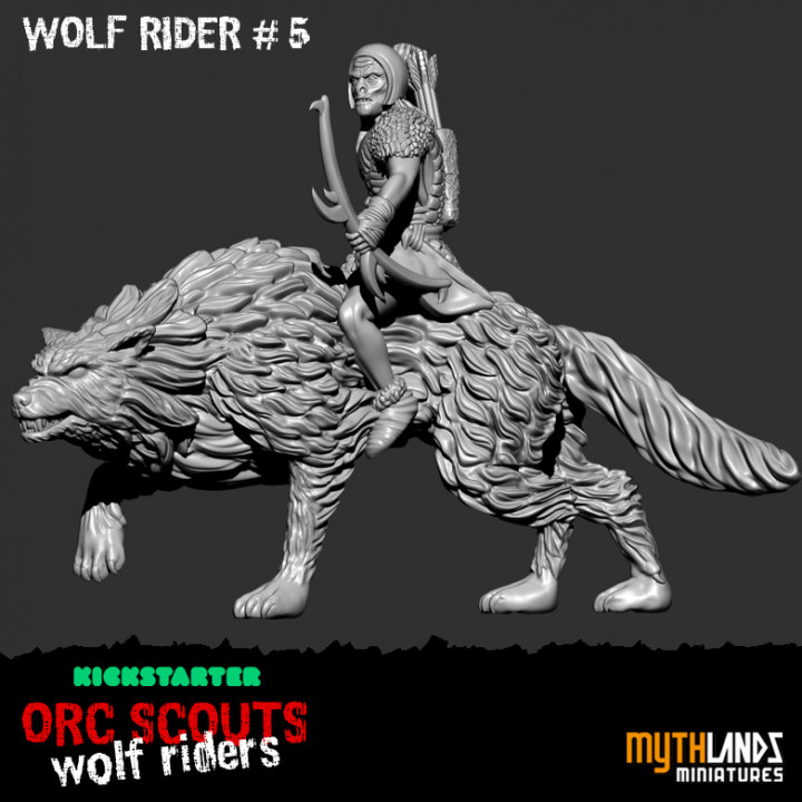 3D Printable Wolf Rider 5 by Mythlands Miniatures