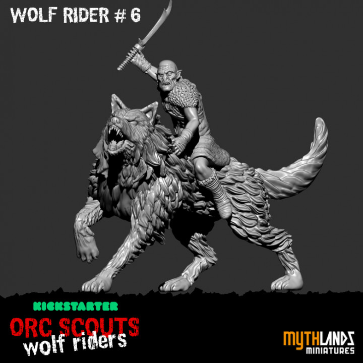 3D Printable Wolf Rider 6 by Mythlands Miniatures