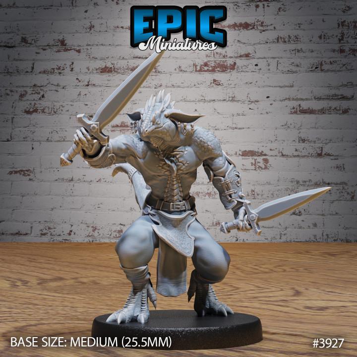 3D Printable Lizard Folk Thug Attack / Half-Dragon Beast / Draconic ...