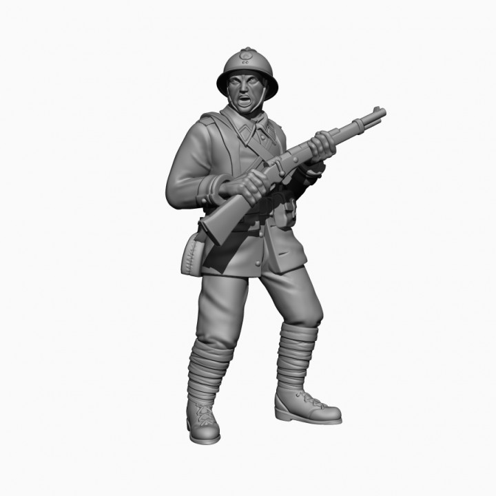 3D Printable WW2 French Rifleman by Traders Galaxy Miniatures and Games