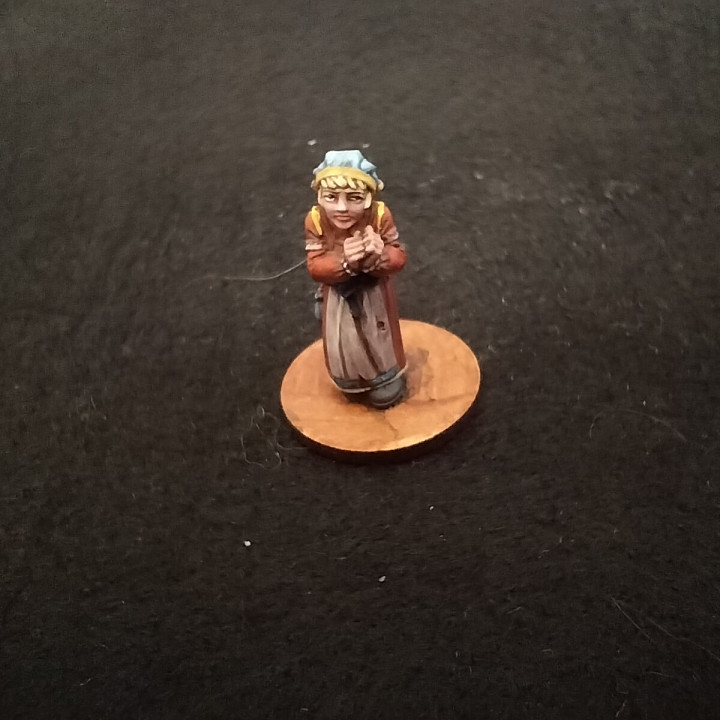 3D Print of Fantasy miniatures for tabletop games. Scared child. Girl ...