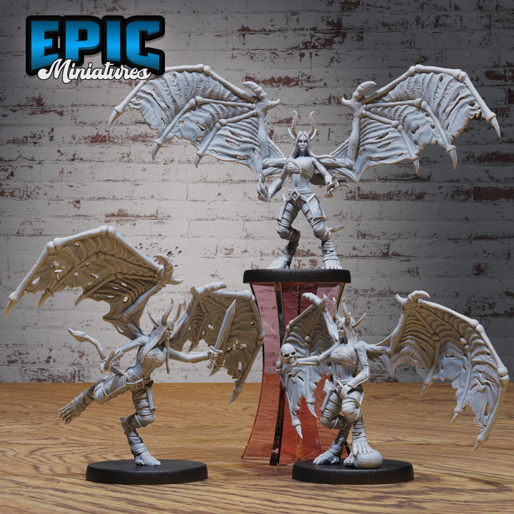 3D Printable Demon Huntress Set / Winged Female Devil / Demonic Beast ...