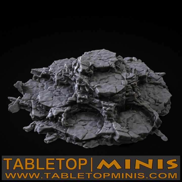 3D Printable Cracked Earth Display Base 32mm by TableTopMinis