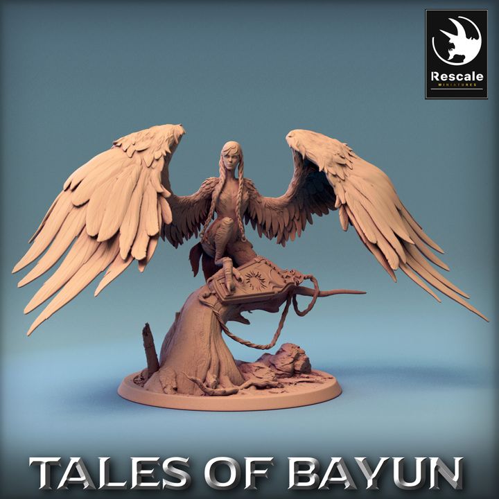 3D Printable Harpy Alkonost Pose by Rescale Miniatures