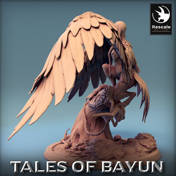 3D Printable Harpy Alkonost Pose by Rescale Miniatures