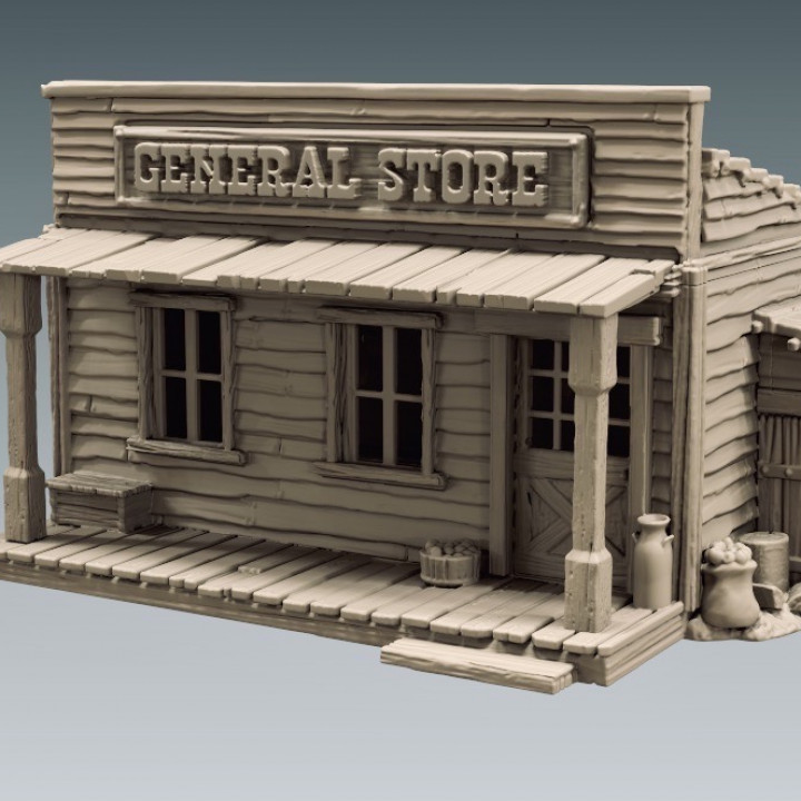 3D Printable General Store - Old West building by Black Scorpion Miniatures