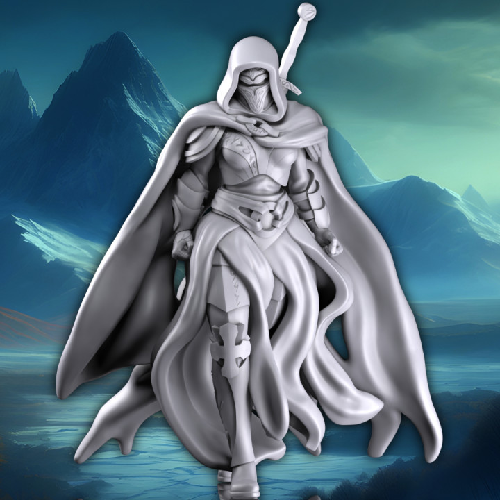 3D Printable The Dark Paladin + Scenery by Miniature Evolution
