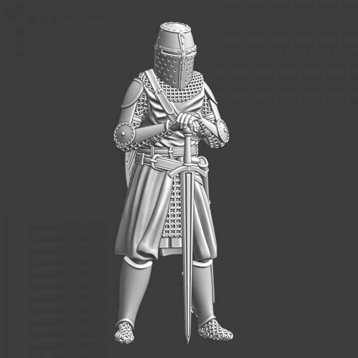 3D Printable Medieval English Knight standing with sword by Northern ...