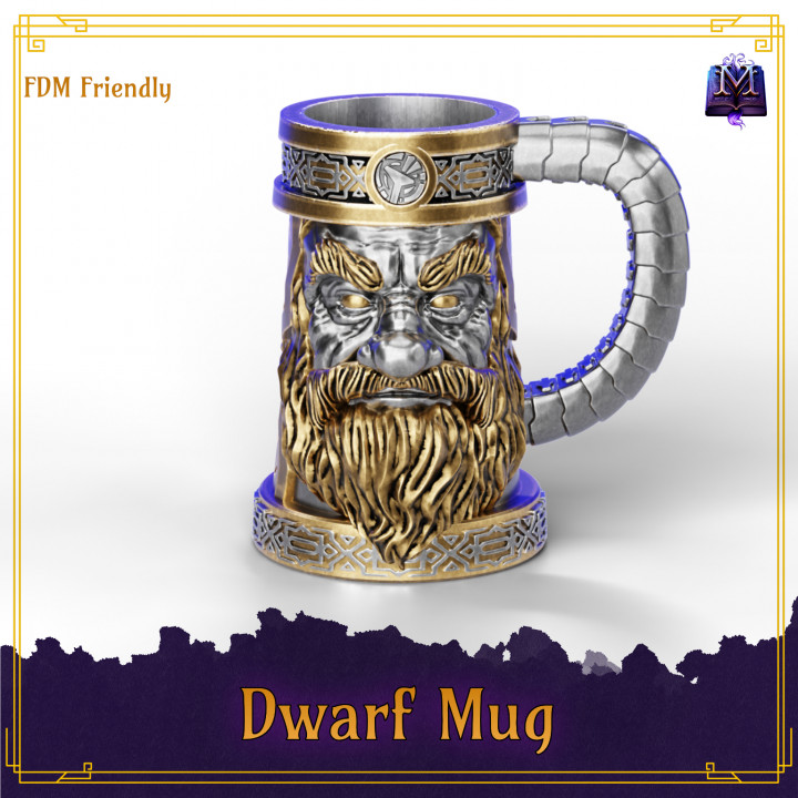 3D Printable Dwarf Mug by Mystic Makers Miniatures