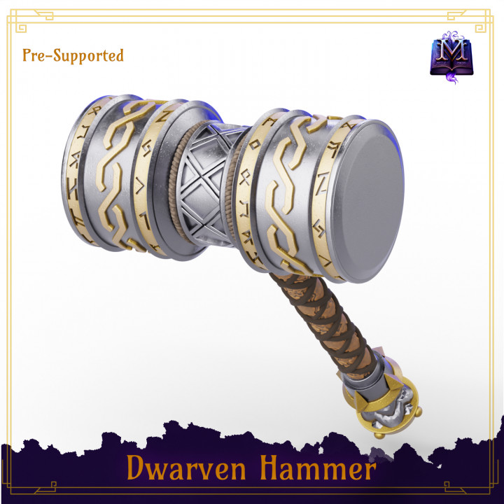 3D Printable Dwarven Hammer by Mystic Makers Miniatures
