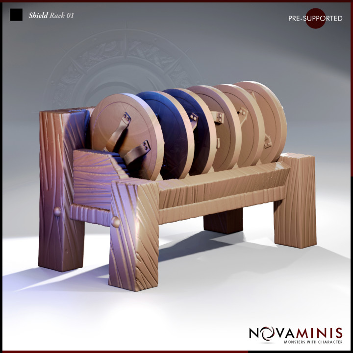 3D Printable Shield Rack 01 by NovaMinis