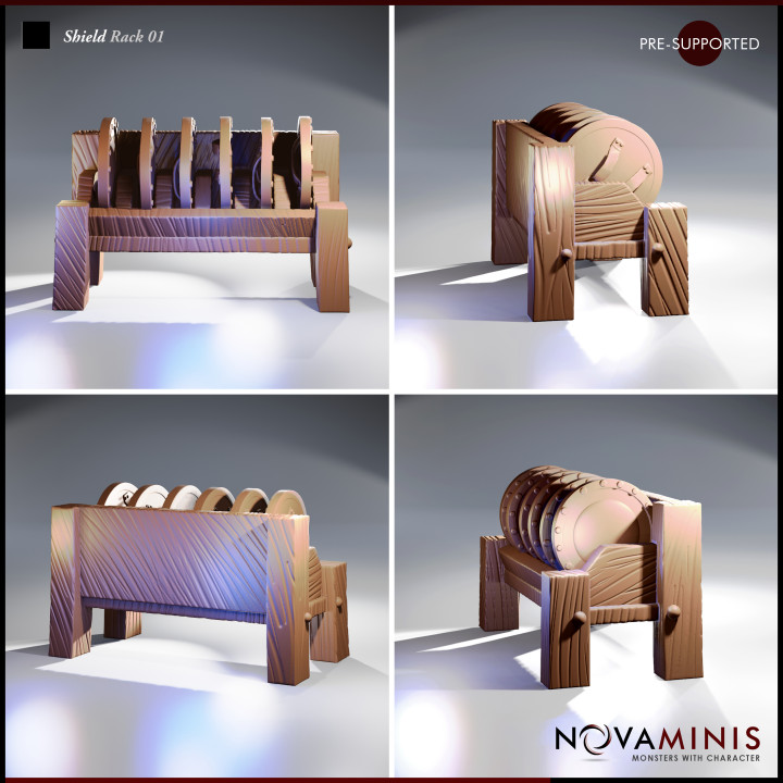 3D Printable Shield Rack 01 by NovaMinis