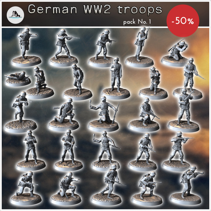 3D Printable German WW2 troops pack No. 1 - Germany Eastern Western ...