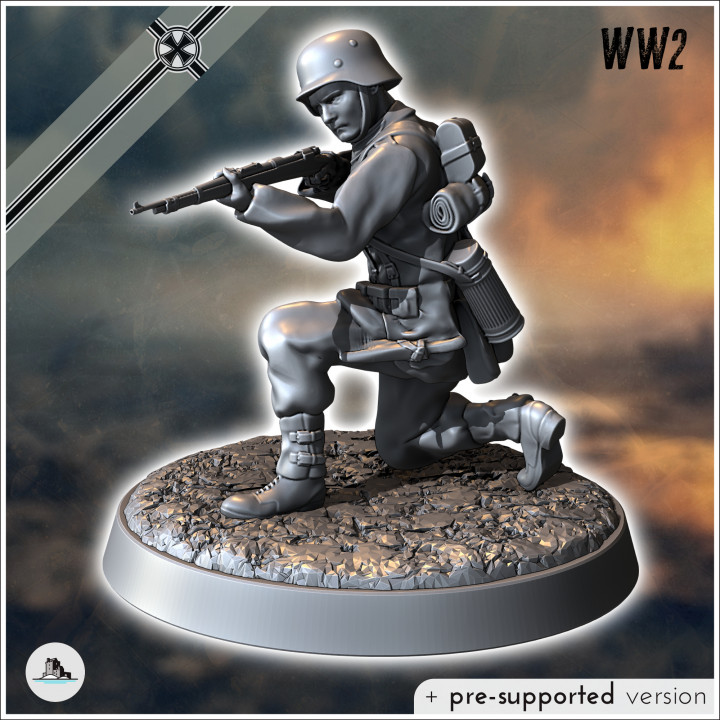 3D Printable Set of five German WW2 infantry troops (with MP40 ...