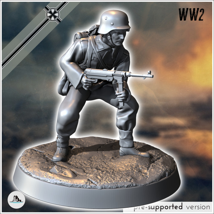 3D Printable Set of six German WW2 infantry troops (with MP40 ...