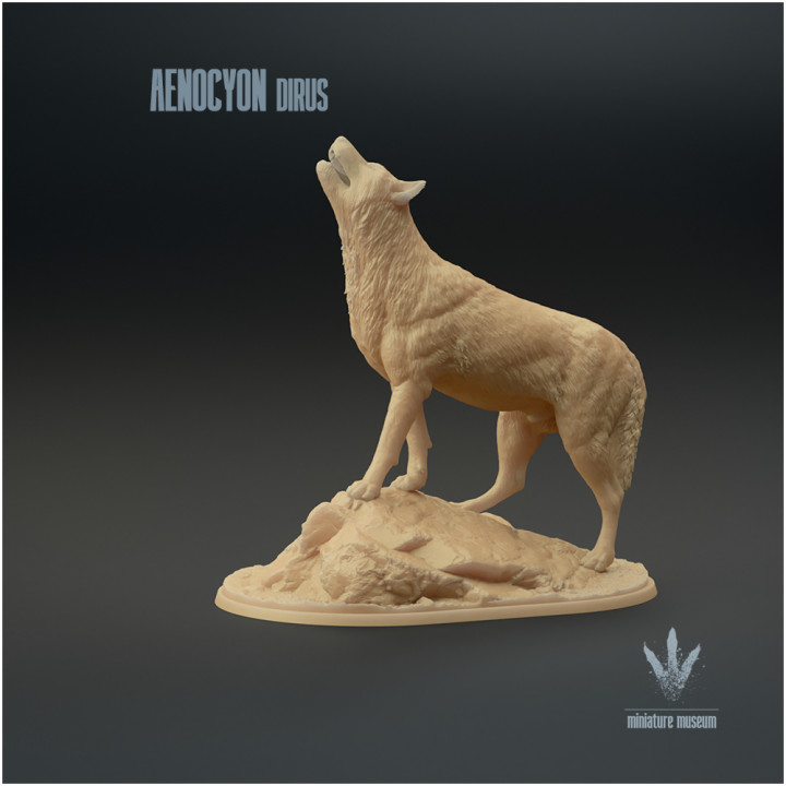 3D Printable Aenocyon dirus : Howling by Miniature Museum
