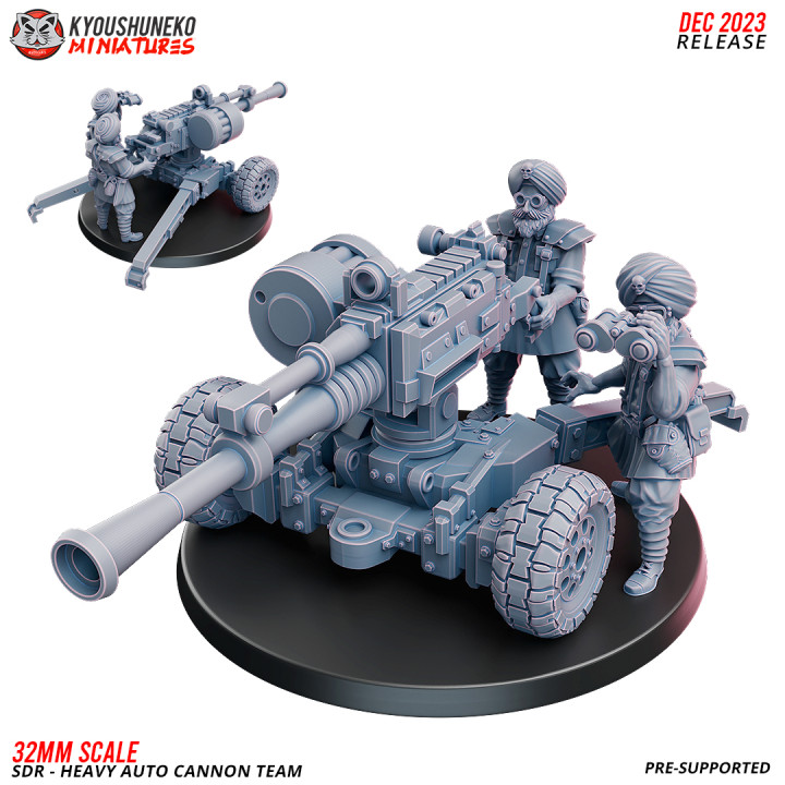 3D Printable SDR Heavy Auto Cannon Artillery Team by Kyoushuneko Miniatures