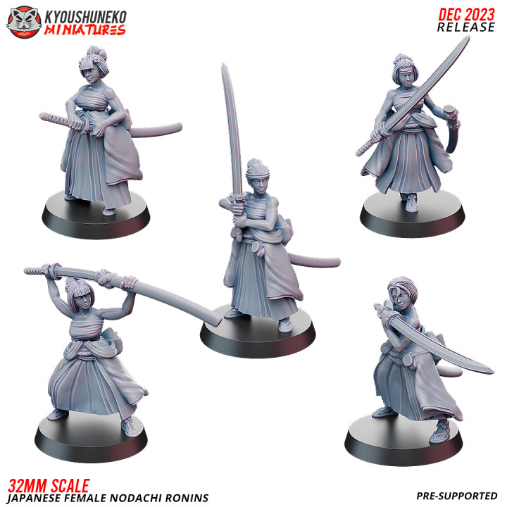 3D Printable Japanese Female Nodachi Ronins by Kyoushuneko Miniatures