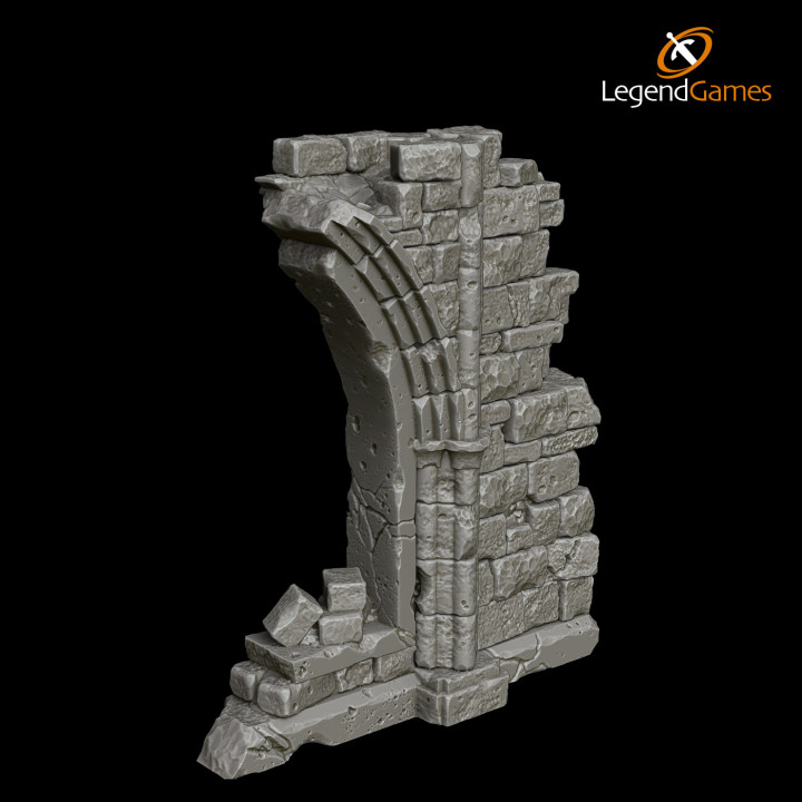 3D Printable LegendGames Gothic Ruin Wall and Window Set by Legend Games