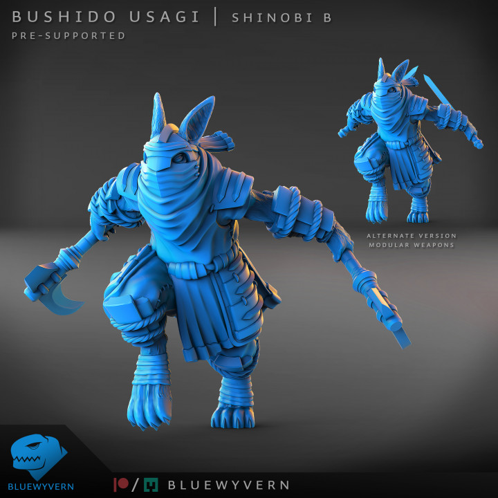 3D Printable Bushido Usagi - Shinobi B (Modular) by BlueWyvern