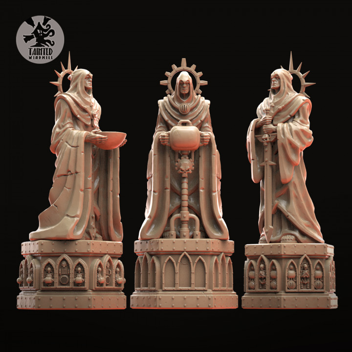 3D Printable Gothic Statues and Bases by Tainted Windmill