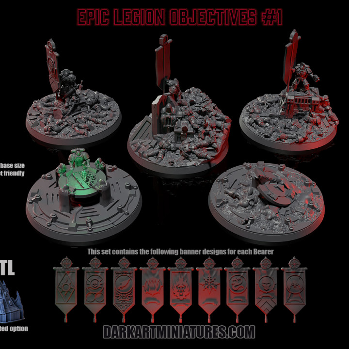 3D Printable Epic Legion Objective Tokens #1 by Klaus Teschner