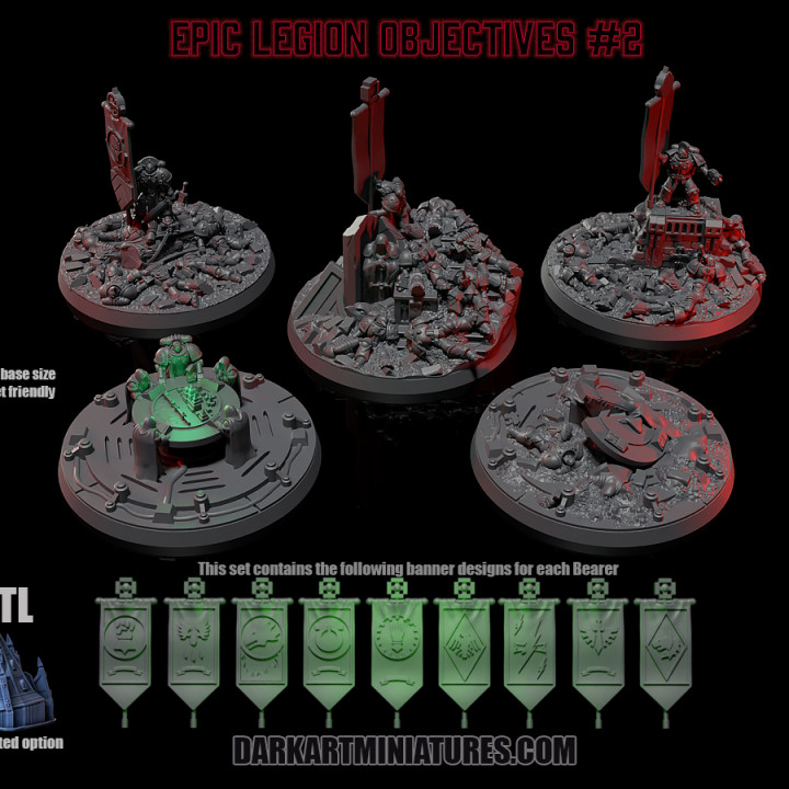 3D Printable Epic Legion Objective Tokens #2 by Klaus Teschner