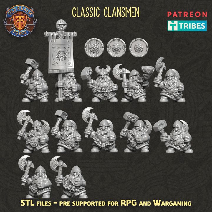 3D Printable Dwarf Warrior Unit by Old Realm Forge