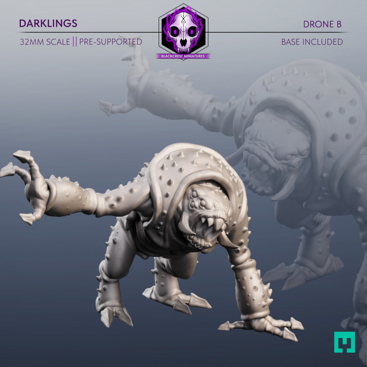 3D Printable Darklings | Drone B by Blackcrest Miniatures