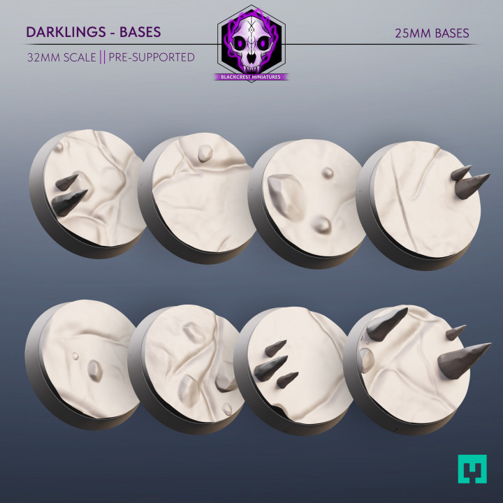 3D Printable Darklings | Cave Bases by Blackcrest Miniatures