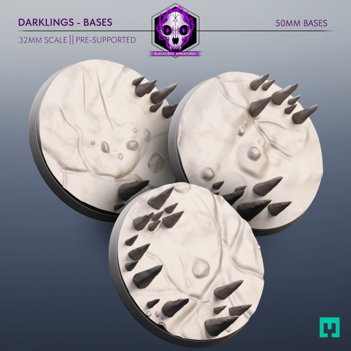 3D Printable Darklings | Cave Bases by Blackcrest Miniatures