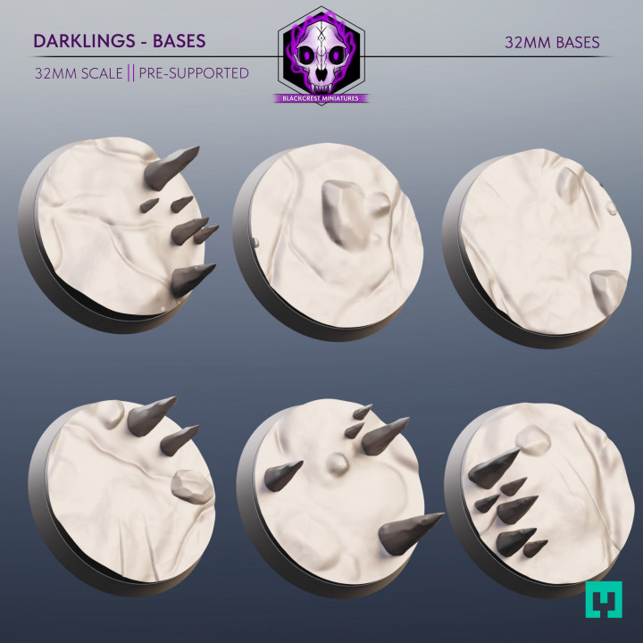 3D Printable Darklings | Cave Bases by Blackcrest Miniatures