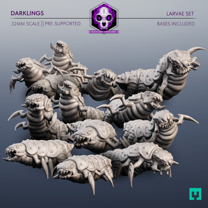 3D Printable Darklings | Larva Bundle by Blackcrest Miniatures