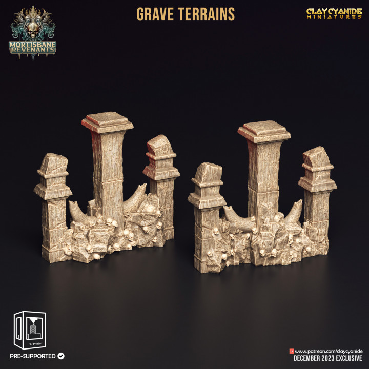 3D Printable Grave Terrains by Clay Cyanide Miniatures