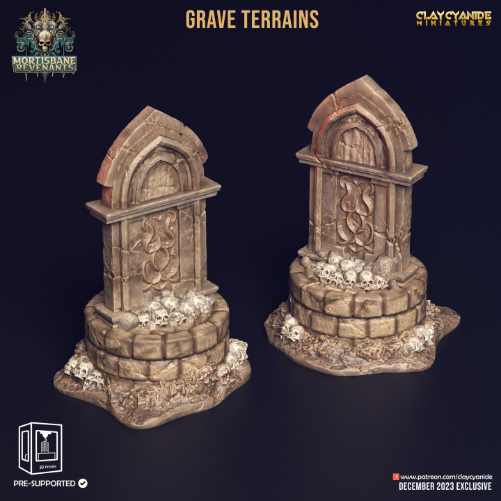 3D Printable Grave Terrains by Clay Cyanide Miniatures
