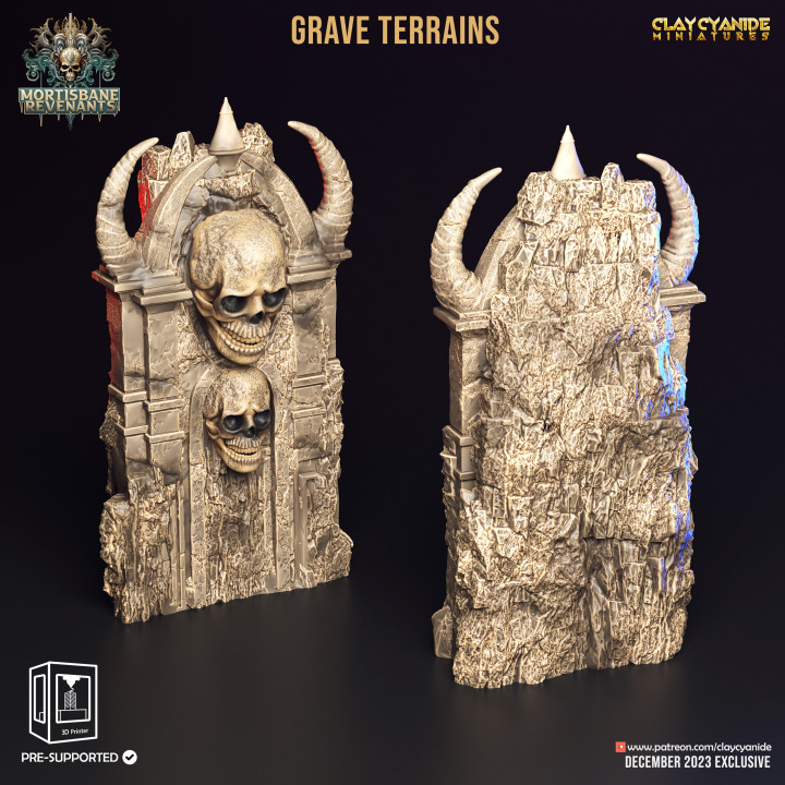 3D Printable Grave Terrains by Clay Cyanide Miniatures