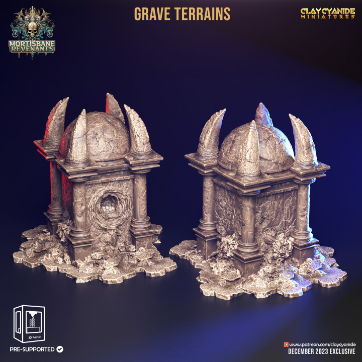 3D Printable Grave Terrains by Clay Cyanide Miniatures