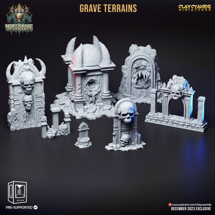 3D Printable Grave Terrains by Clay Cyanide Miniatures