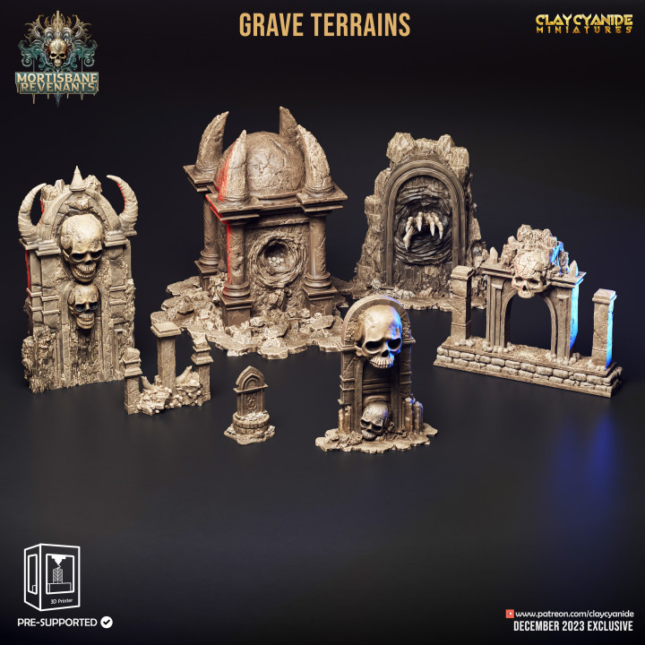 3D Printable Grave Terrains by Clay Cyanide Miniatures