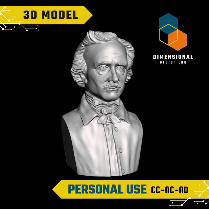 3D Printable Edgar Allan Poe - High-Quality STL File for 3D Printing ...