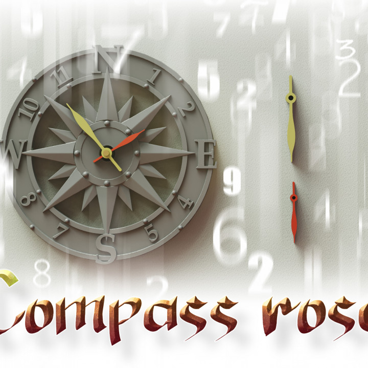 3d Printable Compass Rose Clock By Crosslances
