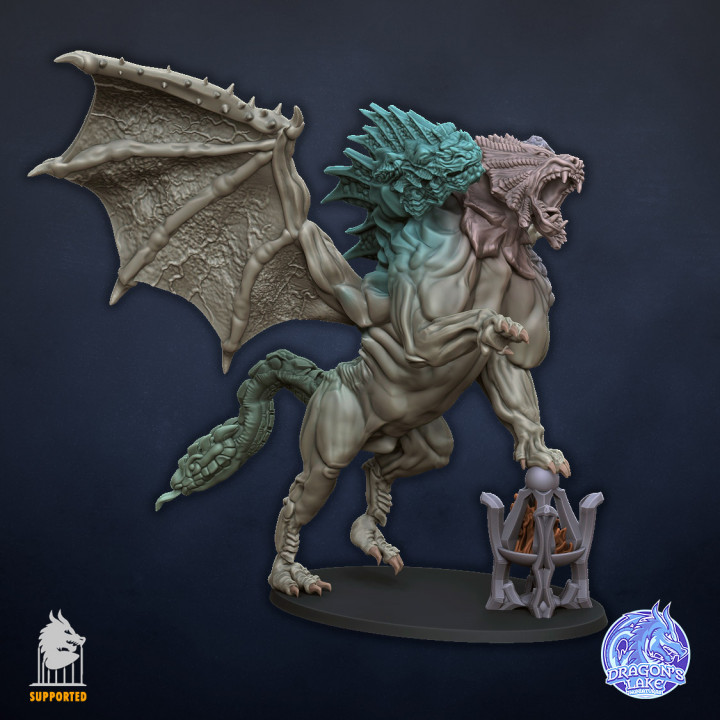 3D Printable Chimera with wings by Dragon's Lake Miniaturas